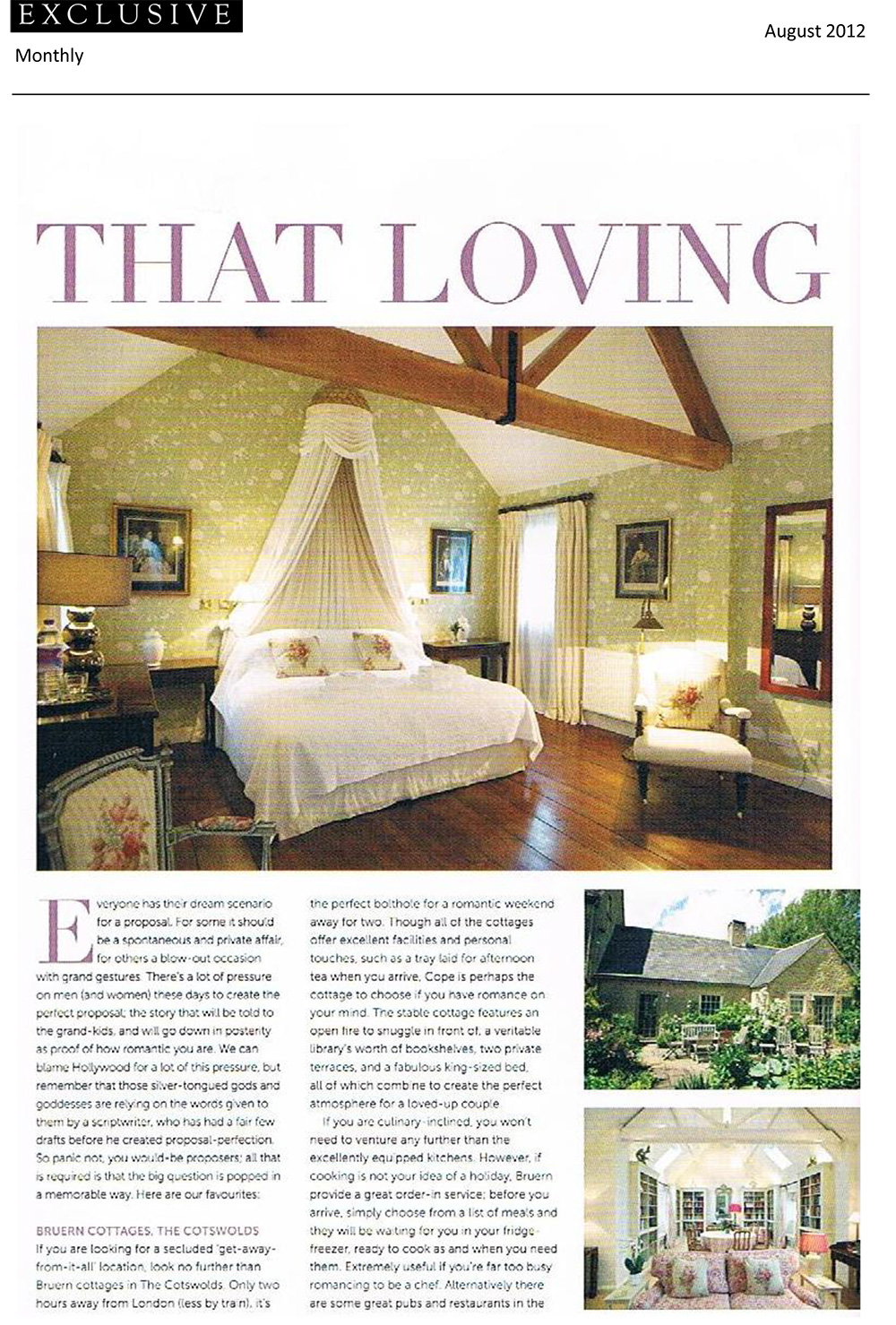 Exclusive Magazine August 2012 Bruern Cottages